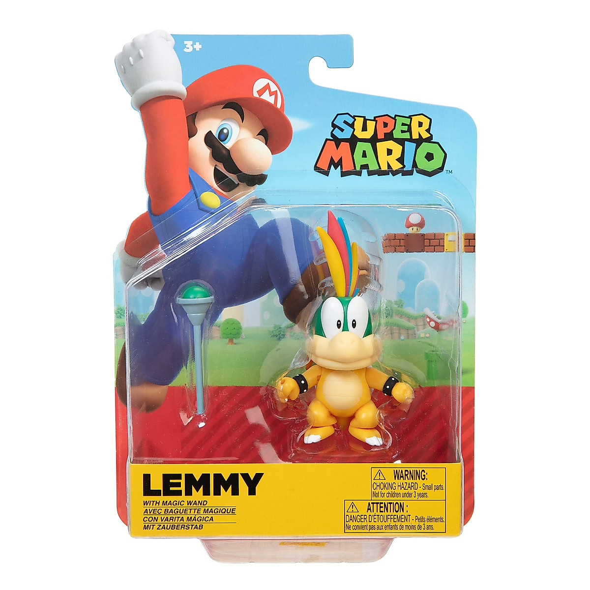 Super Mario Action Figure 4 Inch Lemmy Koopa Collectible Toy with Ball Accessory