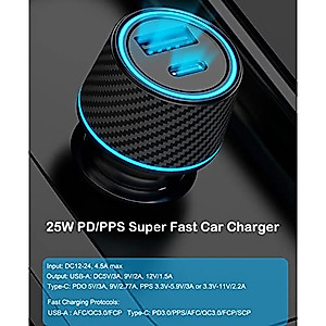 25W Super Fast Charger Type C Wall/Car Charger Combo Kit for Samsung Galaxy S24 S23 S22 S21 Ultra Plus A53 A52 A14 A15 A25 A42 A32 Xcover 7 6 iPhone 15 Pro Max Pixel 8 7 6a Moto LG 2pack USB C Cable