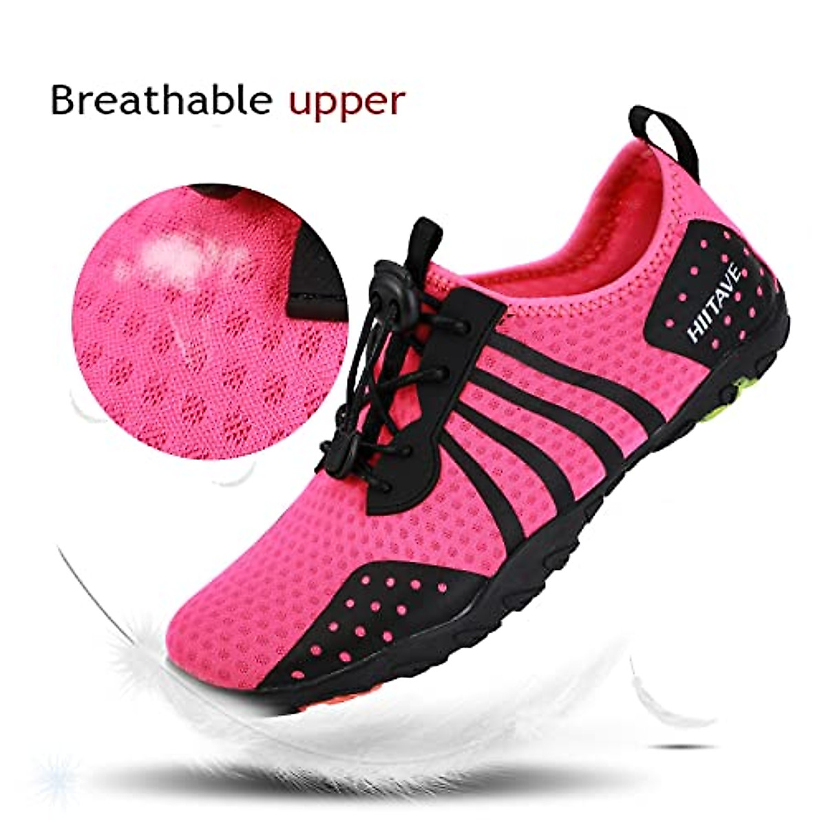 HIITAVE Womens Aqua Beach Water Shoes Quick Dry Barefoot Swim Socks for Surf Pool River Walking Diving Water Sports Fushia W9/M8