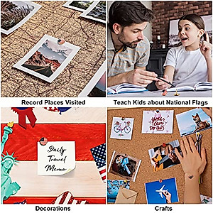 200 Pcs National Flag Thumb Tacks Country Flag Push Pins with National Flag Guide, Map Tacks Places I've Been Flag Map Push Pins for World Map Pins Flag Map Pins for Cork Board, Travel World Map