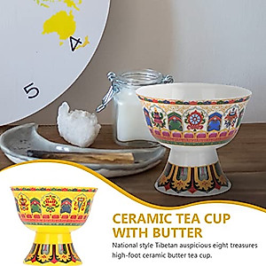 Chinese Tea Cup Ceramic Tibetan Cup Chinese Tea: Traditional Chinese Ceramic Teacup Kungfu Tea Cups Asian Celadon Tea Cups Porcelain Tea Cup Set for Tea Latte Black Coffee Mugs Yoga Decor