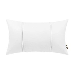 BRAWARM White Leather Throw Pillow Covers 12 X 20 Inches - Faux Leather Lumbar Pillow Cover with Piping, Hand Stitched Leather Throw Pillow for Couch Sofa Bed Living Room Home Decorative