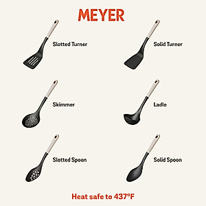 Meyer Everyday Nylon Tools / Cooking Utensils Set, 6 Piece, Black with Gray Handles