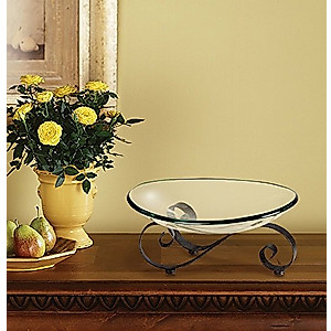 Kensington Hill Iron Scroll Stand with Oval Glass Bowl