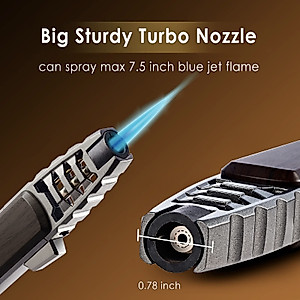 Zoocura Big Jet Butane Torch Lighters,6.7 Inch Refillable Windproof Jet Flame Adjustable Butane Lighter for Grill Kitchen BBQ Camping(Gas Not Included)