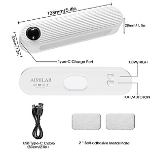 AIMILAR LED Kids Night Light for Bedroom Rechargeable Motion Sensor Warm White Nightlights Magnetic for Kids Room Bathroom, Adjustable Brightness, Stick-Anywhere for Cabinet Closet Hallway