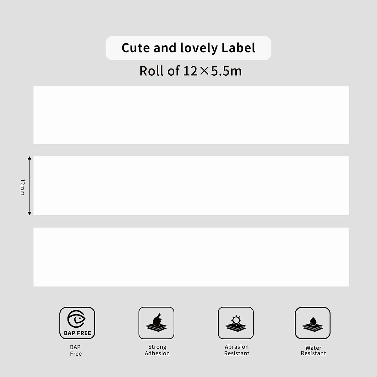 Label Maker Gap Tape 3 Rolls, Adapted Cable Label Print Paper Standard Laminated Office Labeling Tape Replacement, Oil Proof Waterproof Tearproof(White) (not Compatible with D110)