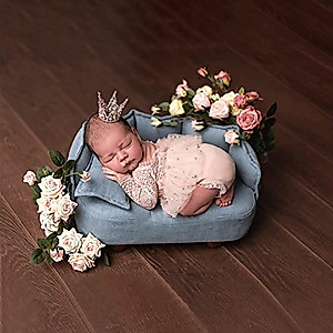 Pink Lace Newborn Photography Outfits Girl Newborn Photography Props Pearl Lace Rompers Newborn Girl Lace Romper Photoshoot Outfits Baby Photo Props (Long Sleeve, Pink, 0-2Months)