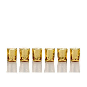 Mercury Glass Votive Candle Holders - Bulk Set of 36, Gold Candle Holders for Tables at Weddings, Parties, Special Occasions with Weighted Base ,Vintage Glow