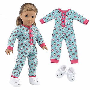 Emily Rose 18 Inch Doll PJs Pajamas Gift Set | 18" Doll Sleeping Clothes - 2 PC Set, with Fun 18-in Doll Lamb Slippers! | Gift Boxed! | Compatible with 18-inch American Girl Dolls