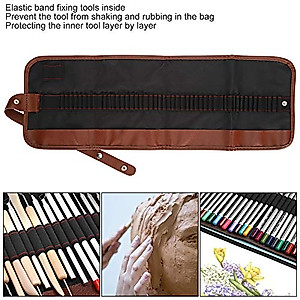 Pen Wrap Roll Pencil Case Multifunctional Sketch Colored Pencil Case Canvas Bag Pouch Painting Tools Storage Stationery School Supplies(48)