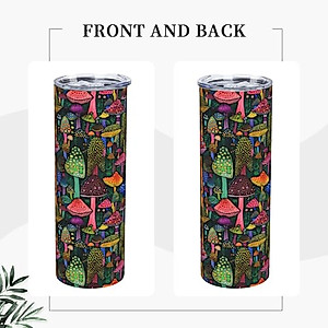KrylDosxy Colorful Mushrooms 20 oz Stainless Steel Cups with Lid - Insulated Iced Coffee Travel Mug, Reusable Tumbler for Hot and Cold Drinks