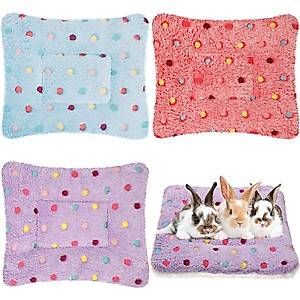 Jetec 3 Pcs Bunny Beds Guinea Pig Beds Soft Bunny Mats Warm Guinea Pig Mat Small Animal Winter Bed Pads Fleece Sleeping Pads for Indoor Rabbit Hamster Squirrel Hedgehog Chinchilla Ferret(Dots)
