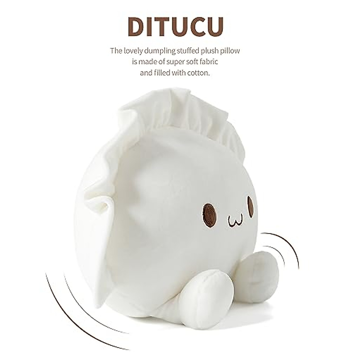Ditucu Cute Dumpling Plush Pillow Funny Food Soup Dumpling Plushie Kawaii Stuffed Aniamls Toys Hugging Gifts for Kids White 14 inch