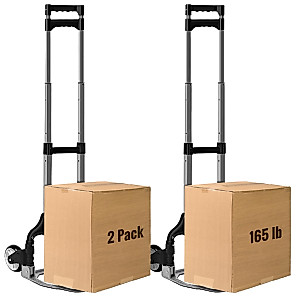 Folding Hand Truck Dolly 2-Pack | 165 LB Capacity | Aluminum Heavy Duty Foldable Hand Cart with Telescoping Handle | No Assembly Required Collapsable Dolly | Ideal for Warehouses, Luggage