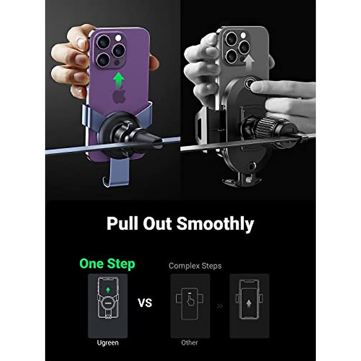 UGREEN Car Vent Phone Mount Gravity Phone Holder Car Air Vent Clip Mount Auto Lock Compatible with iPhone 14 Pro Max 14 Plus, iPhone 13 12 11 Pro Max XR XS 8 7 Plus SE, Samsung Galaxy S22 Smartphone