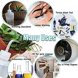 Valchoose Plastic Squeeze Bottle Leak Proof, 250ml | 8.5oz White Wash Bottle Chemical, LDPE, Safety, Medical with Narrow Mouth Scale Labels for Succulent Tattoo Label Watering (1 Bottle)