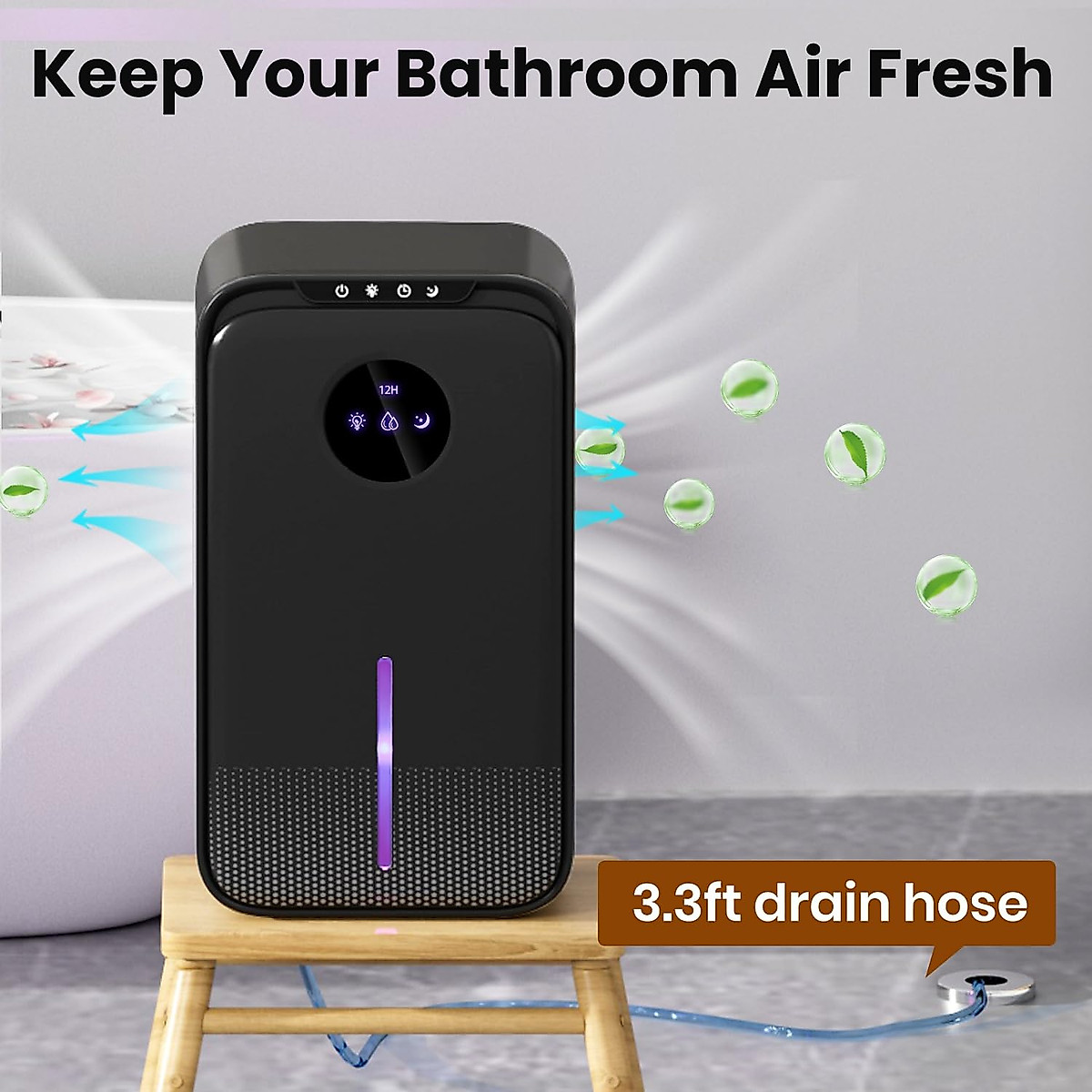 Dehumidifier,88OZ Dehumidifier for Bedroom With Drain Hose Quiet Small Dehumidifier for Bathroom Home Room Basement Portable Mini Dehumidifiers for RV Closet （800Sq.ft)