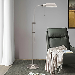 Kira Home Prescott 58" Adjustable Standing Pharmacy Floor Lamp, Brushed Pewter Finish, Includes 6W LED Bulb (60W eq.) Energy Efficient, Eco-Friendly