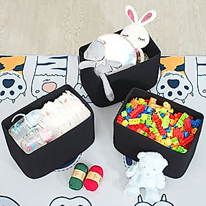 MINTWOOD Design Storage Basket for Shelves, Playroom and Classroom Storage Basket, Book Basket, Decorative Storage Cube Bin, Woven Closet Organizer, Baby Nursery Basket, Full Black