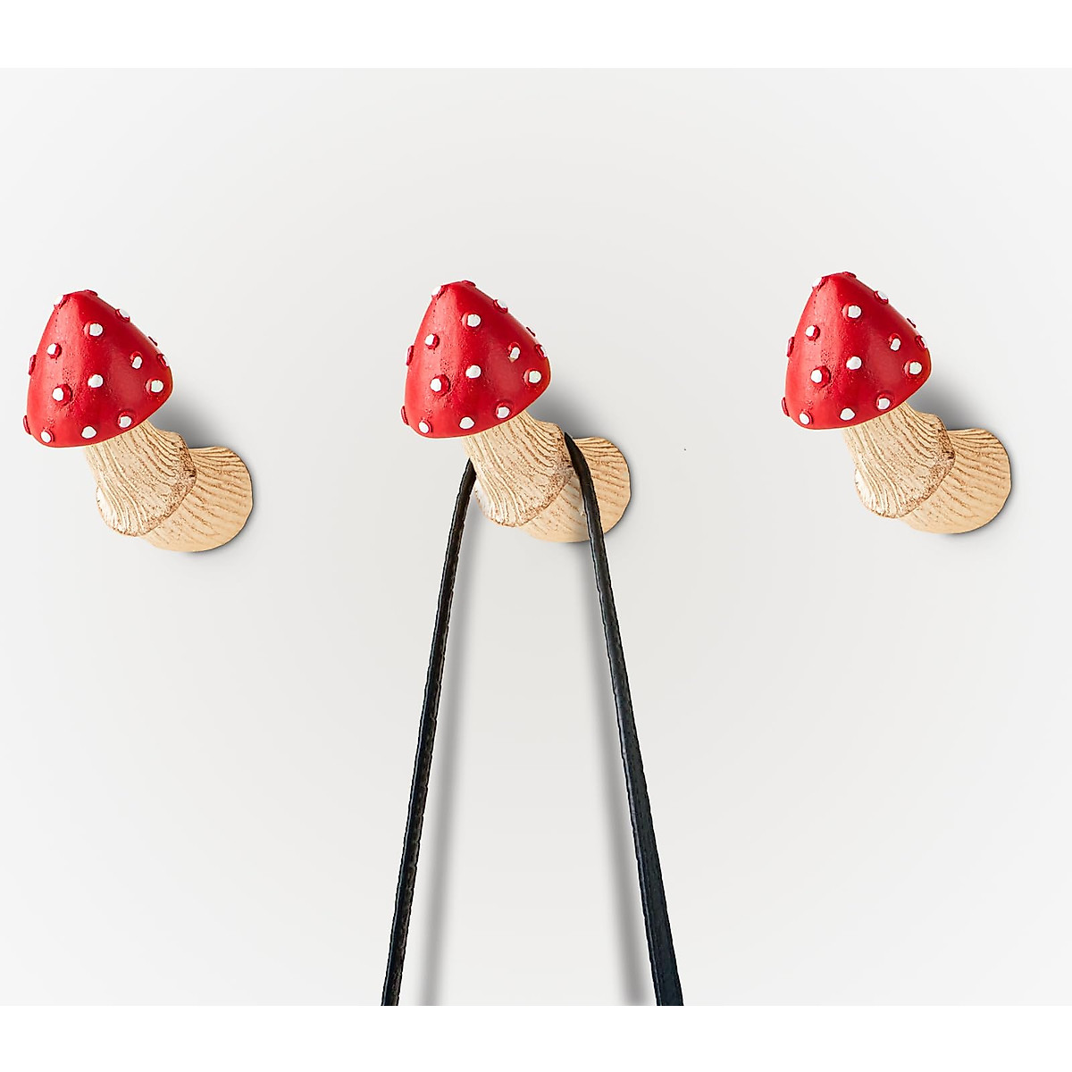 dgudgu Mushroom Wall Hooks 5 Pack Decorative Coat Hooks Wall Mounted Red Hat Hooks Heavy Duty Entryway Decor Wall Hangers for Hanging Towels, Clothes, Bags