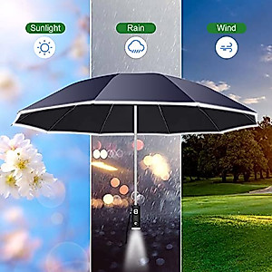 LAMA Windproof Umbrella Reverse Folding Umbrella Waterproof Inverted Travel Umbrella Automatic Open and Close Anti-UV with Night Reflective Strips (210T 105 x 60cm)