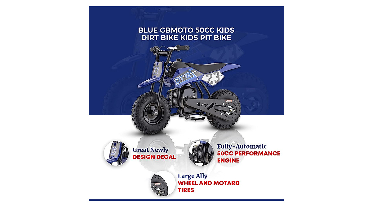GBmoto Blue 50cc Kids Dirt Bike - Fun & Safe Ride