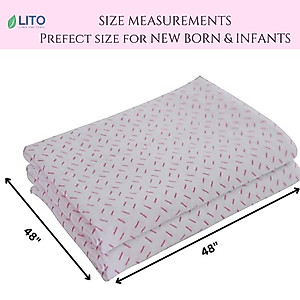 Swaddle Blankets| Receiving Blanket|Organic Cotton Breathable and Skin-Friendly Soft Muslin Swaddle Blankets for Boys| Baby Essentials, Registry & Gift | 48”x48” 2-Pack Pink Lines