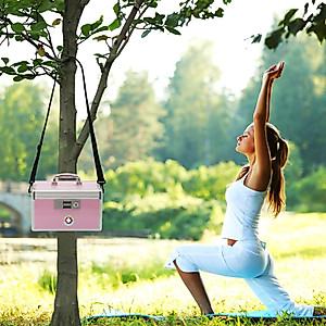 xydstay Medicine Lock Box, First Aid Safe Medication Storage Box,Layered Aluminum Daily Medicine Cabinet,Large Capacity Locking Medicine Storage Box for Family Use,14" x 7.9" x 8.7", Pink