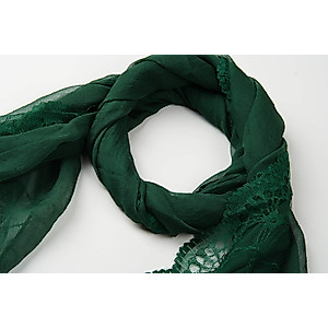 corciova Chiffon Extra Long Dark Emerald Green Sheer Head Silk Scarf Lightweight Evening Pashmina Shawl and Wrap for Women