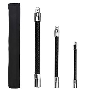 SWANLAKE 3-PIECE Flexible Socket Extension Bar Set 1/2" 1/4" 3/8" Shaft Drive 10" 8" 6"