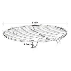 TeamFar Round Cooling Rack Set of 4, 9 Inch Round Wire Rack Stainless Steel Baking Steaming Roasting Rack Set, Healthy & Sturdy, Mirror Finish & Rust Resistant, Oven & Dishwasher Safe