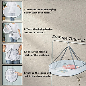 Wumuzai Sweater Drying Rack Mesh Foldable, Lay Flat Clothes Dryer Rack, Large Hanging Dry Rack for Clothes, Folding Clothing Drying Hanger, Portable for Laundry Indoor Outdoor (2-Tier)