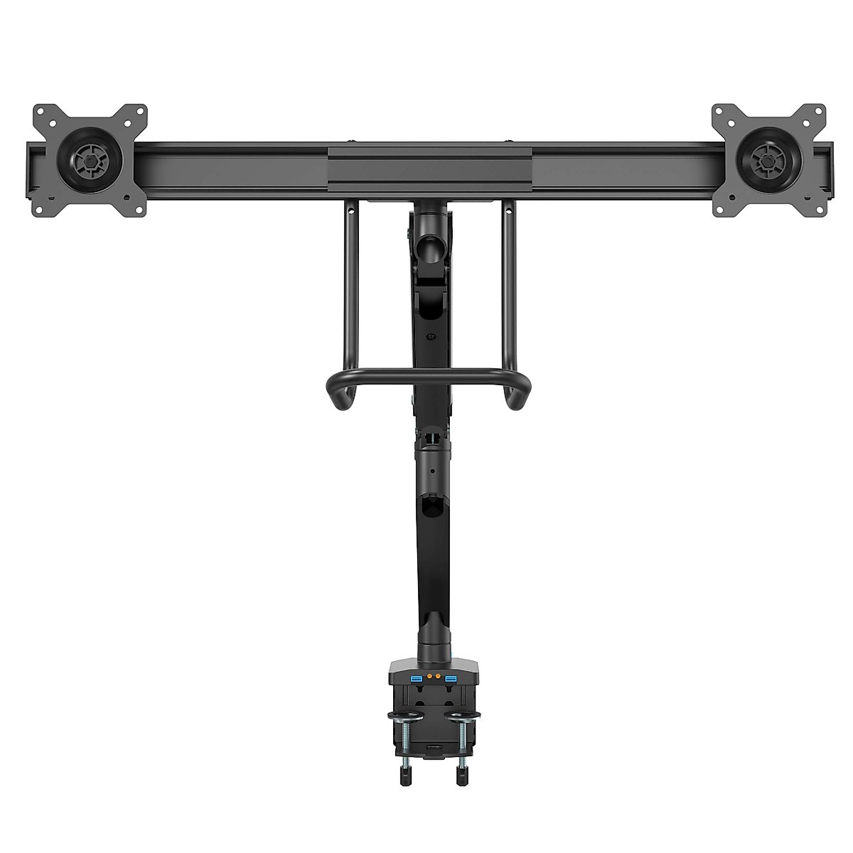 StarTech.com Desk Mount Dual Monitor Arm with USB & Audio - Slim Adjustable Dual Monitor VESA Mount for up to 32" (17.6lb/8kg) Displays - Ergonomic Articulating - C-Clamp/Grommet (ARMSLIMDUAL2USB3)