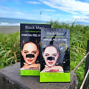 SHILLS Blackhead Remover, Charcoal Nose Strips, Charcoal Blackhead Remover Pore Strip, Charcoal Nose Strips, Oil Control Charcoal Strip, Peel Off Strips (18 Count)