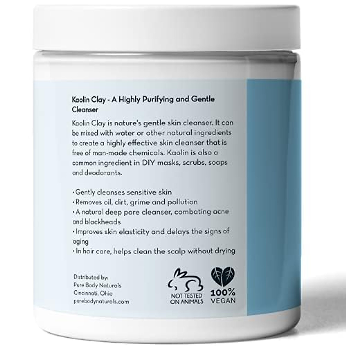 Pure Body Naturals Kaolin Clay Powder, 100 g - Perfect for Natural DIY Skin Cleansers, Masks and Scrubs