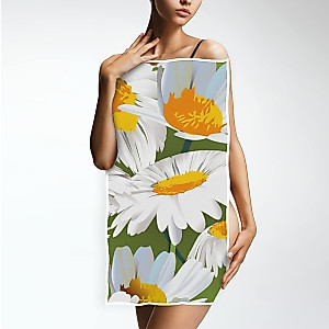 HUSSRITY White Chamomile Towels Super Soft Hand Towel Highly Absorbent Washcloths Quick Dry Bath Towel 30x15 Inch Durable Lightweight