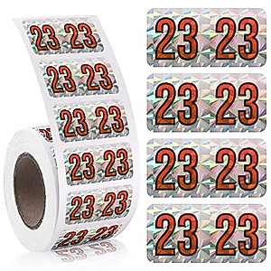 500pcs 2023 Stickers Labels, 2023 File Label Stickers 3/4" x 1-1/2" Rectangle Coded Colored Label Self Adhesive Stickers for Office Supplies Files Embellishment (Holographic Silver)