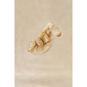 BABEYOND Women's Pillbox Fascinator Hat Kentucky Derby Hat Feather Fascinator Headband Tea Party Fascinator Hat for Cocktail Gold