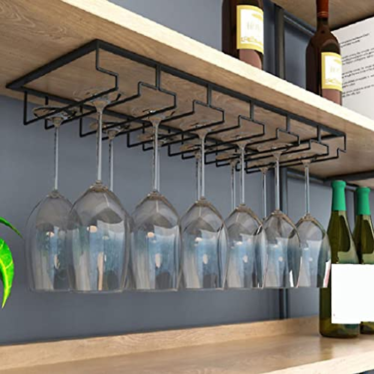 Wine Glass Rack Wall Mounted Wine Cup Display Storage Hanger Iron Stemware Racks Wine Glass Rack,Wine Glass Rack,stemware Rack Under Cabinet,Hanging Wine Glass Shelf,Wine Cup Rack Wall