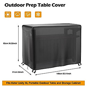 Table Cover Compatible with 52 Inch Keter Unity XL Portable Outdoor Table, Waterproof and Windproof Durable Cover(55" L x 24" W x 36" H)