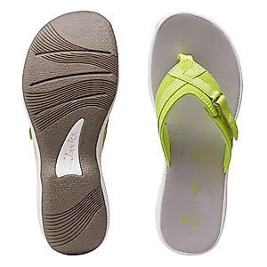 Clarks womens Breeze Sea Flip Flop, Lime Synthetic, 5 US