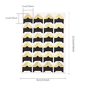GOONAVI 15 Sheets 360 Pcs Photo Corners Mounting Self Adhesive for DIY Photo Album Journal Gold On Black