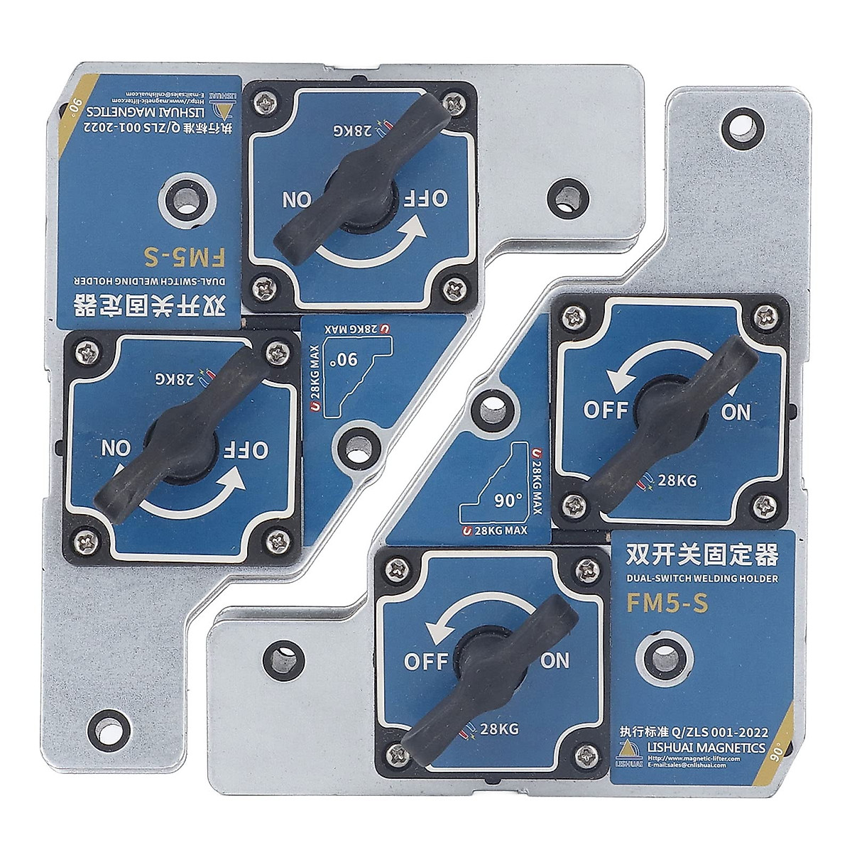 Kadimendium 2Pcs Welding Magnet 2 Switch Welding Holder 90 Degree 28KG Welder Magnetic Holder Angle Support Fixture Welding Clamp