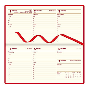 Letts of London Belgravia Weekly/Monthly Planner, 12 Months, January to December, 2024, Appointments, Horizontal, Slim Size, 6.625" x 3.25", Red (C33SRD-24)