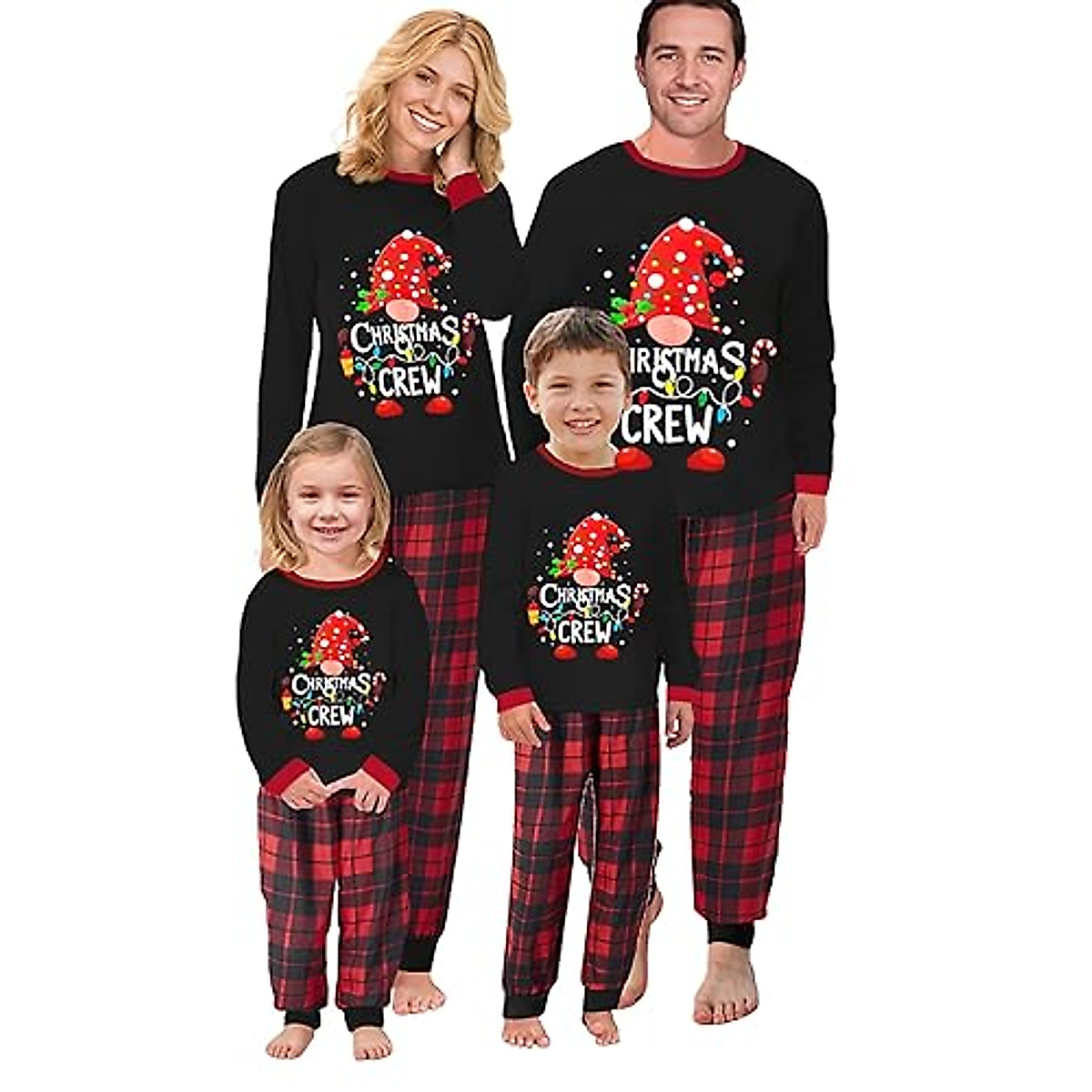Awoscut Christmas Family Matching Pajamas Sets Christmas PJ's Letter Print Top and Plaid Pants Jammies Sleepwear (#b-6, Baby, 6 Months)