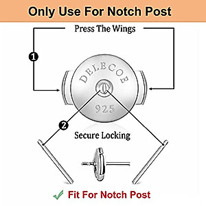 2 Paris Sterling Silver Locking Earring Backs Replacements for Diamond Studs, 18K White Gold Plated Screw Earring Backs, Secure Hypoallergenic Secure Earring Backs, No Fading Comfort Earring Backs