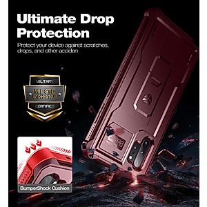 Dexnor for Samsung Galaxy Note 10+ Plus Case, [Built in Screen Protector and Kickstand] Heavy Duty Military Grade Protection Shockproof Protective Cover for Samsung Galaxy Note 10 Plus (Maroon Red)