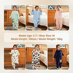 MICHLEY Flannel Baby Sleeping Bag Unisex Pajamas, Long Sleeve Zipper Wearable Sleeping Sack for Autumn Winter Boys Girls,Brownbear,18-24months, Size 90
