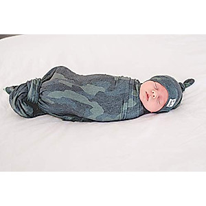 Large Premium Knit Baby Swaddle Receiving Blanket "Hunter" by Copper Pearl